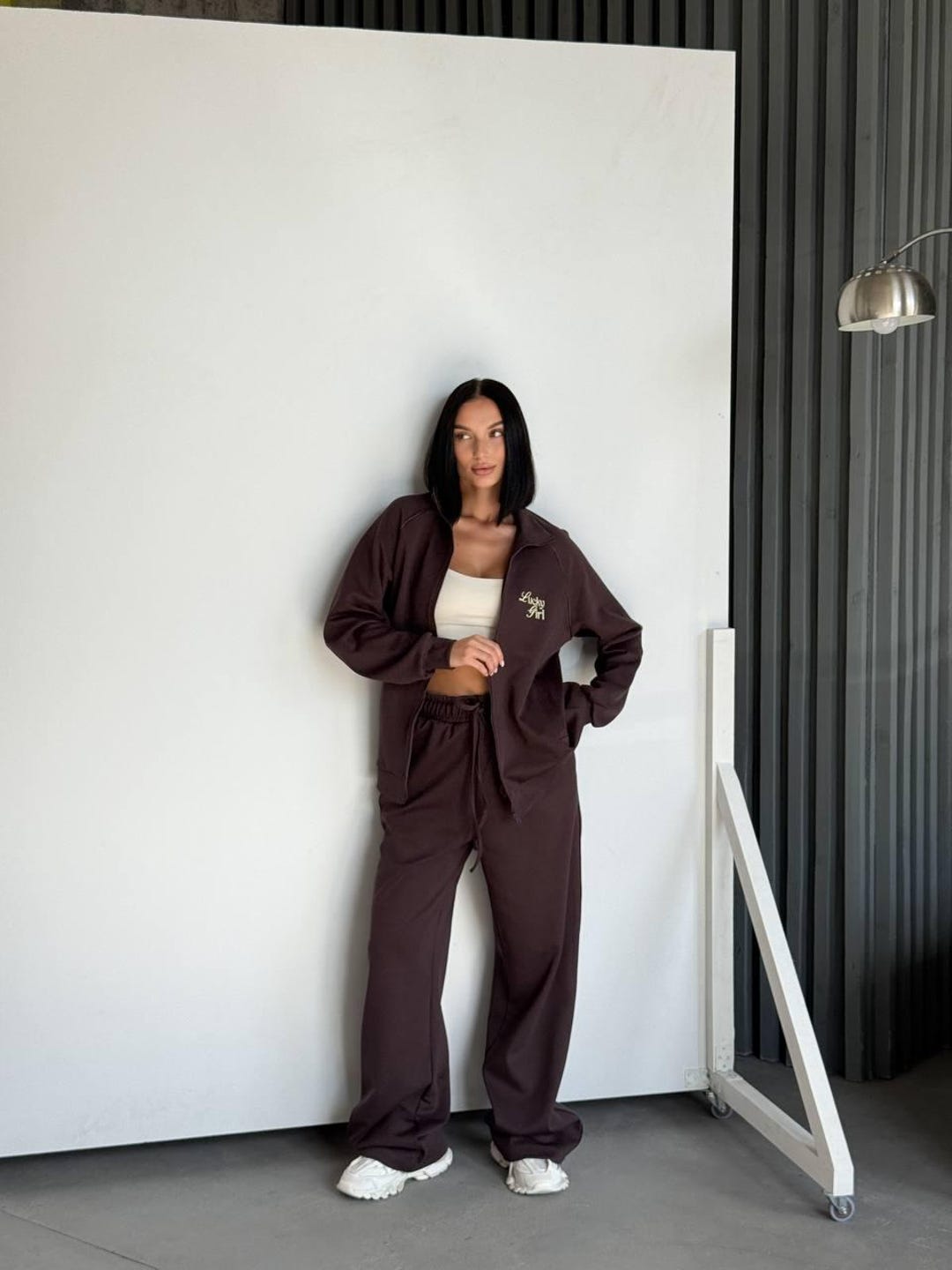 Lucky Girl Double-face Tracksuit Set in Chocolate | Two-piece ...