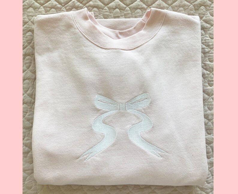 Embroidered Bow Crewneck - Etsy