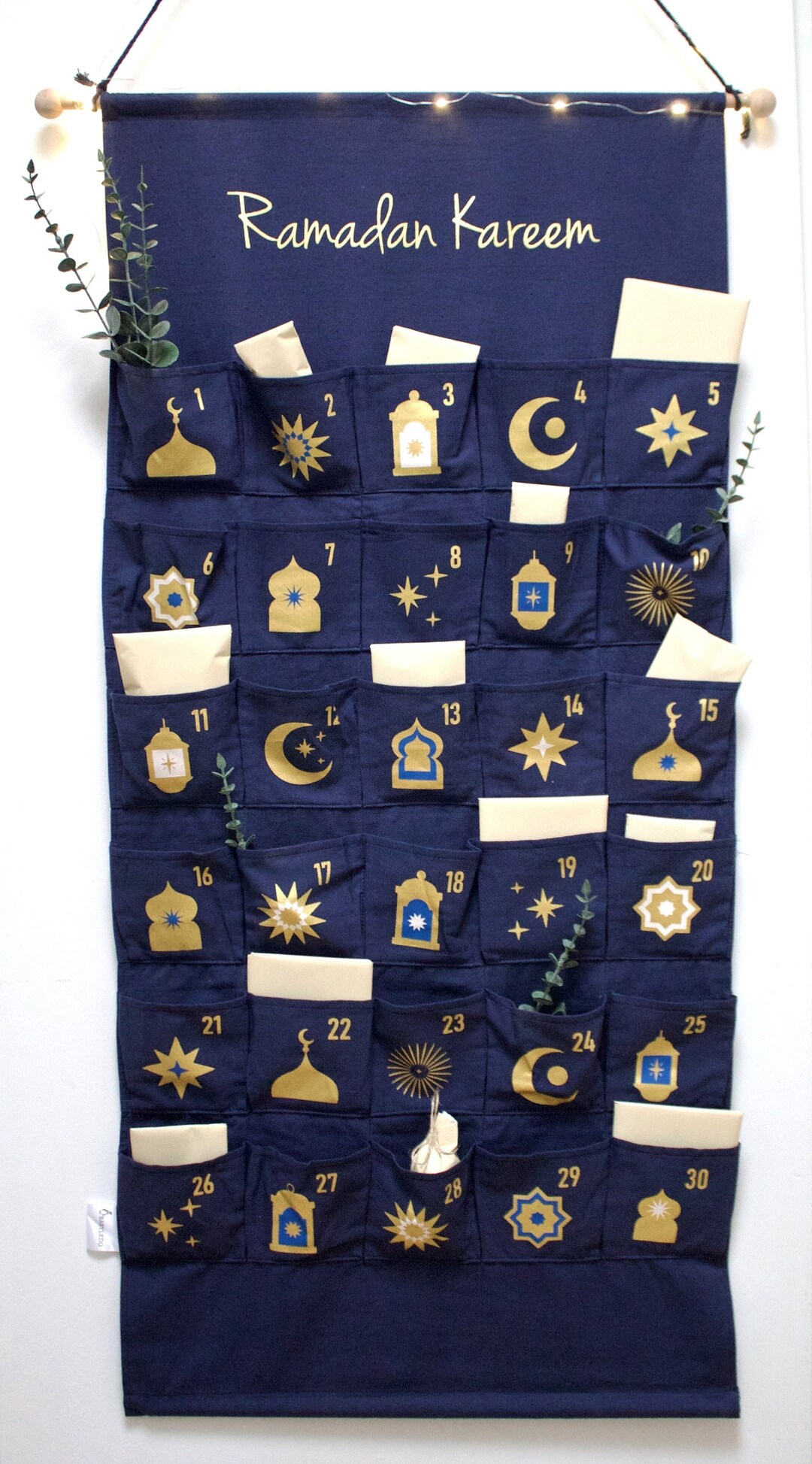 Personalized Ramadan Calendar for Filling, Linen Fabric, for Hanging ...