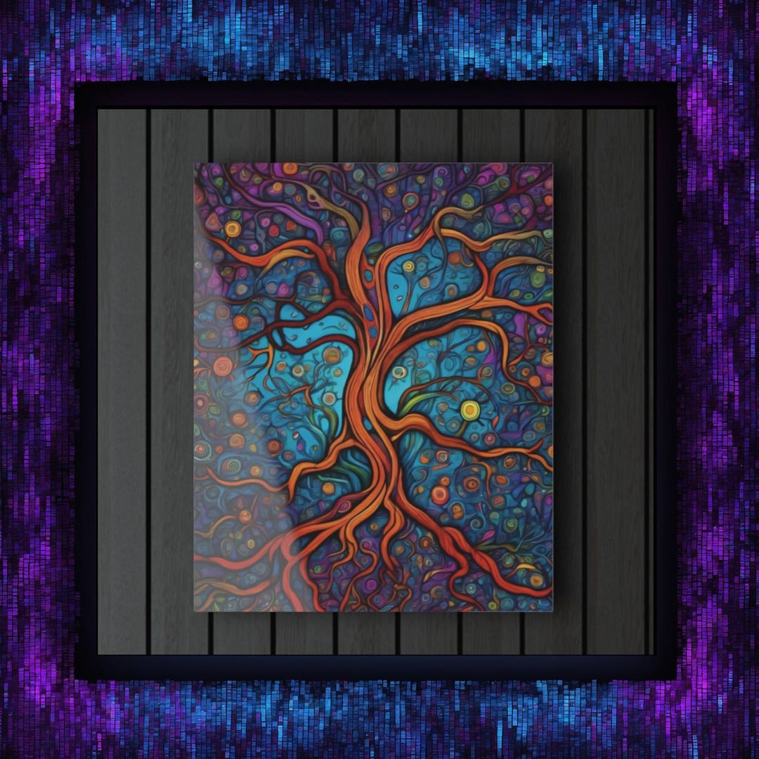 Acrylic Print of Tree Neuron Fantasy Psychedelic Style Retro Hippy ...