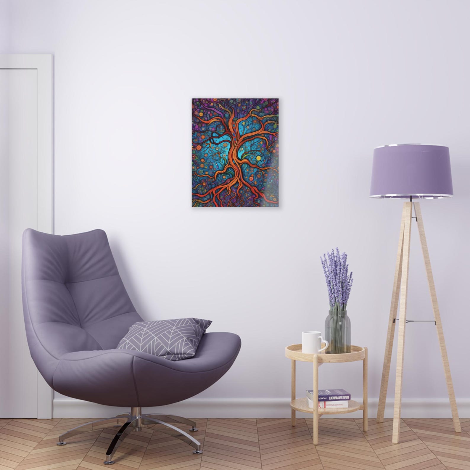 Acrylic Prints Neuron Fantasy Psychedelic Tree Retro Hippy Artwork Tree ...