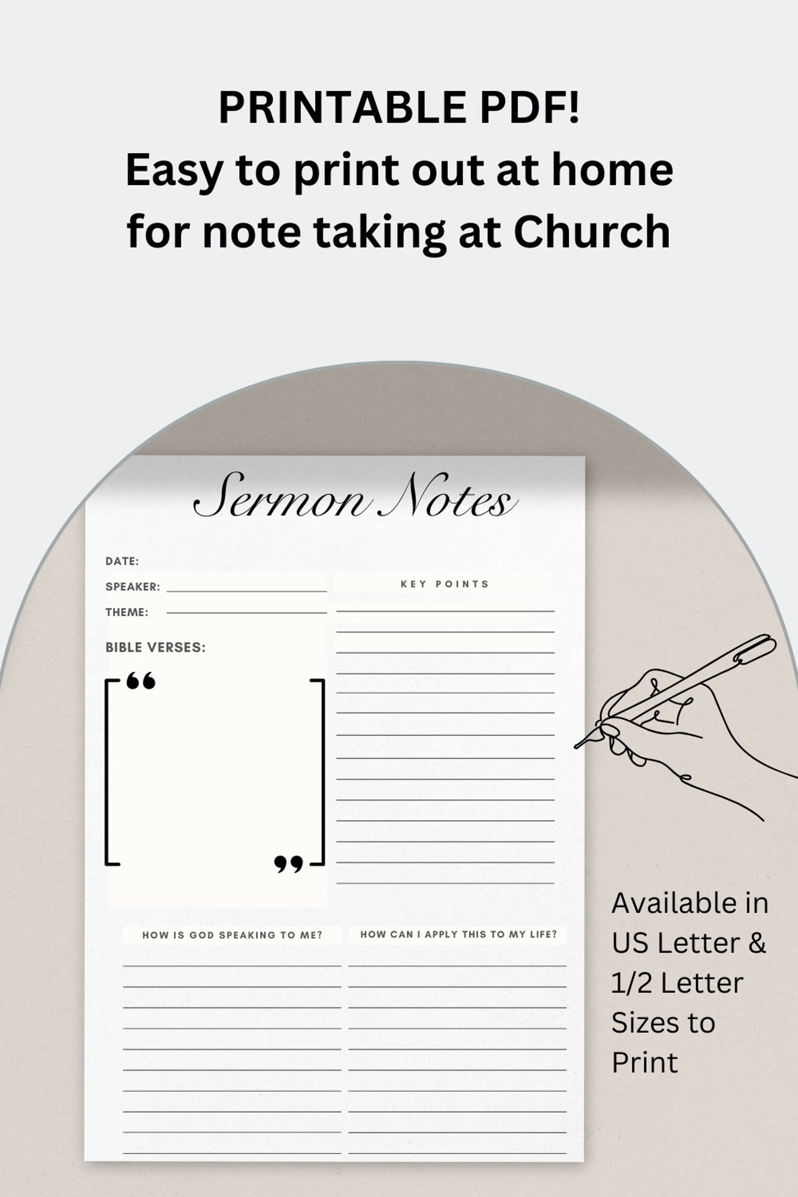 Sermon Notes, Digital Sermon Notes, Printable Sermon Notes, Prayer ...