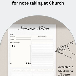 Sermon Notes, Digital Sermon Notes, Printable Sermon Notes, Prayer ...
