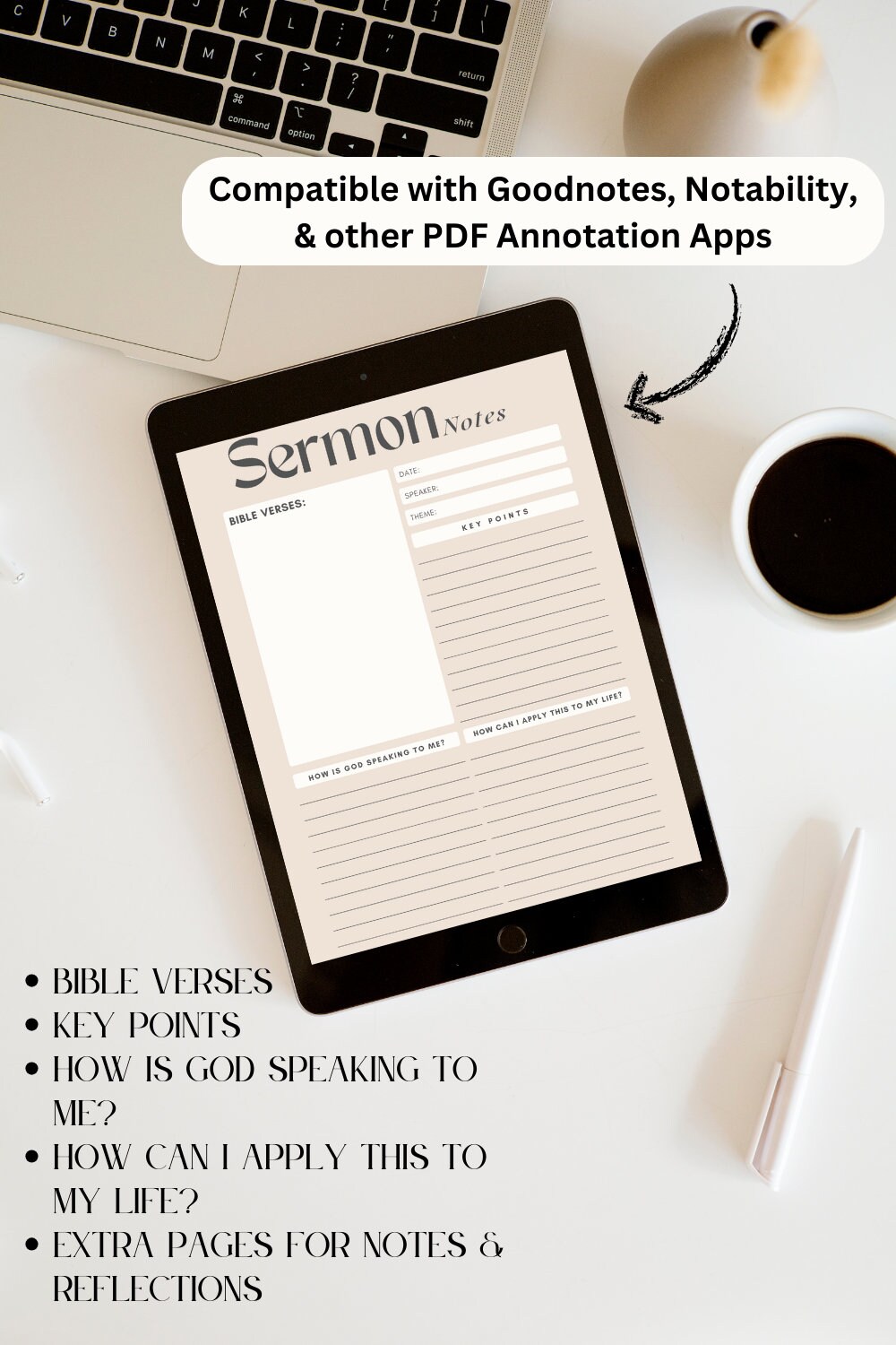 Sermon Notes, Sermon Notes Printable, Sermon Notes Template, Bible ...