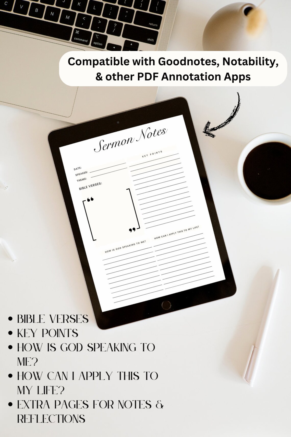 Sermon Notes, Digital Sermon Notes, Printable Sermon Notes, Prayer ...