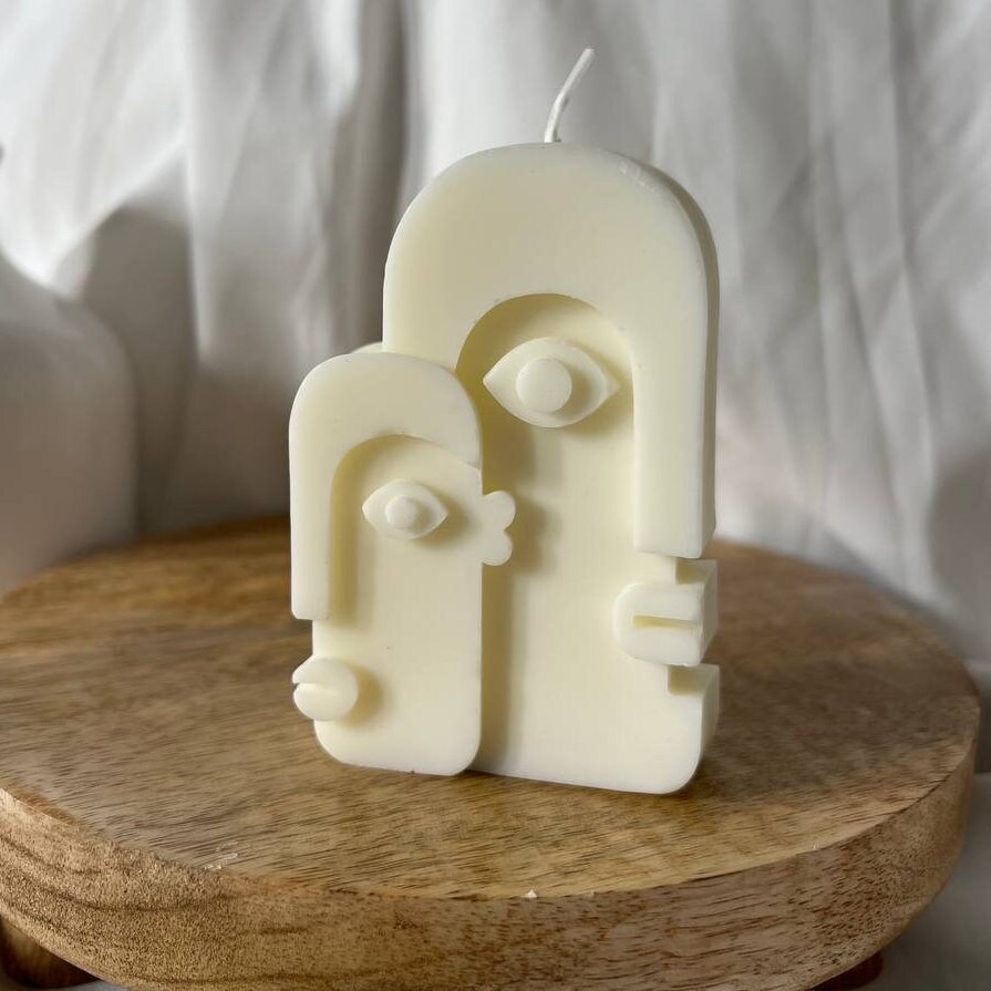 Face Duo Candle, Set of 2 Abstract Face Candle Handmade, Soy Wax Candle ...