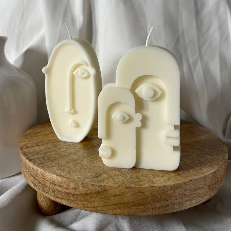 Face Duo Candle, Set of 2 Abstract Face Candle Handmade, Soy Wax Candle ...