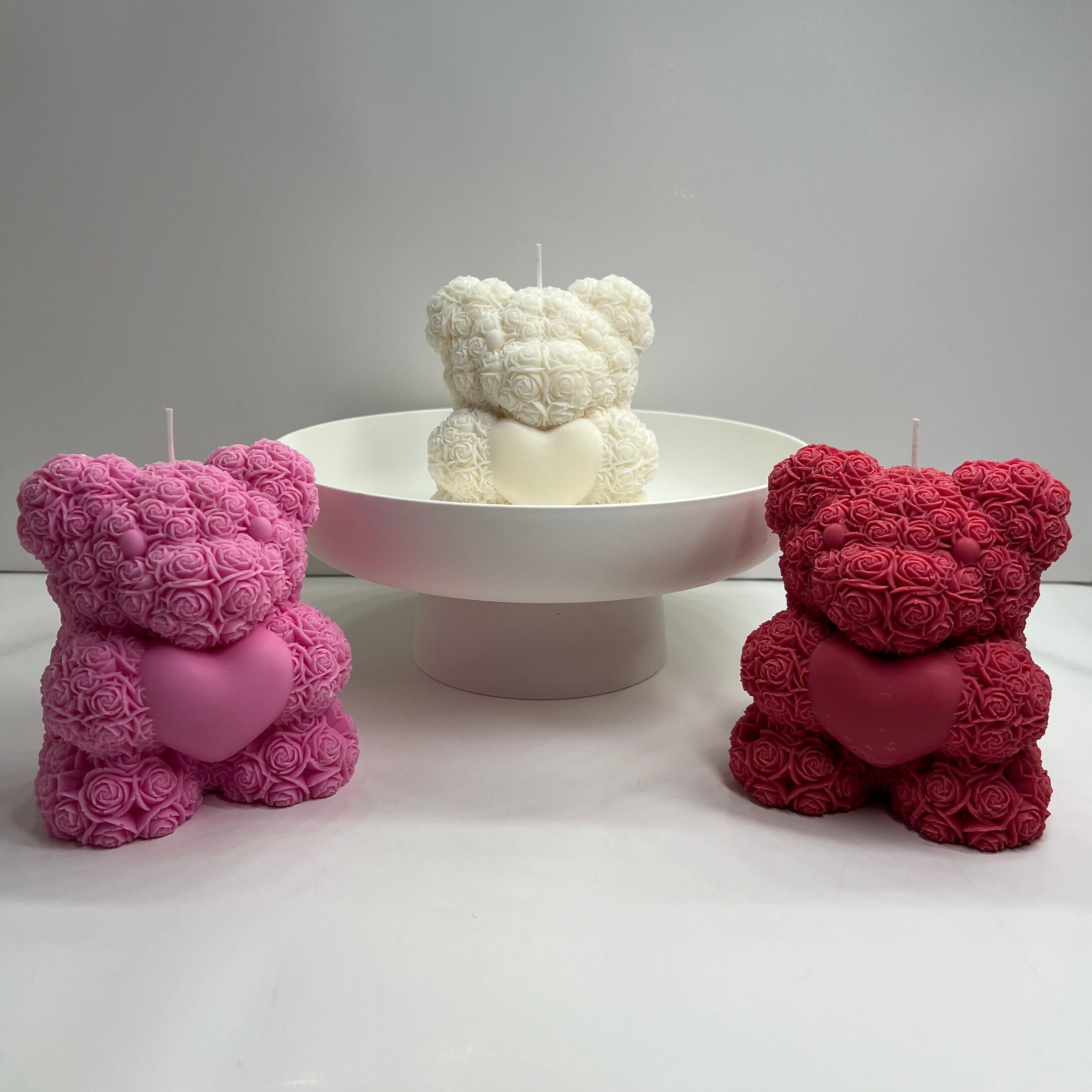 Rose Bear Candle, Teddy Bear Candle, Valentines Day Coquette Room Decor ...