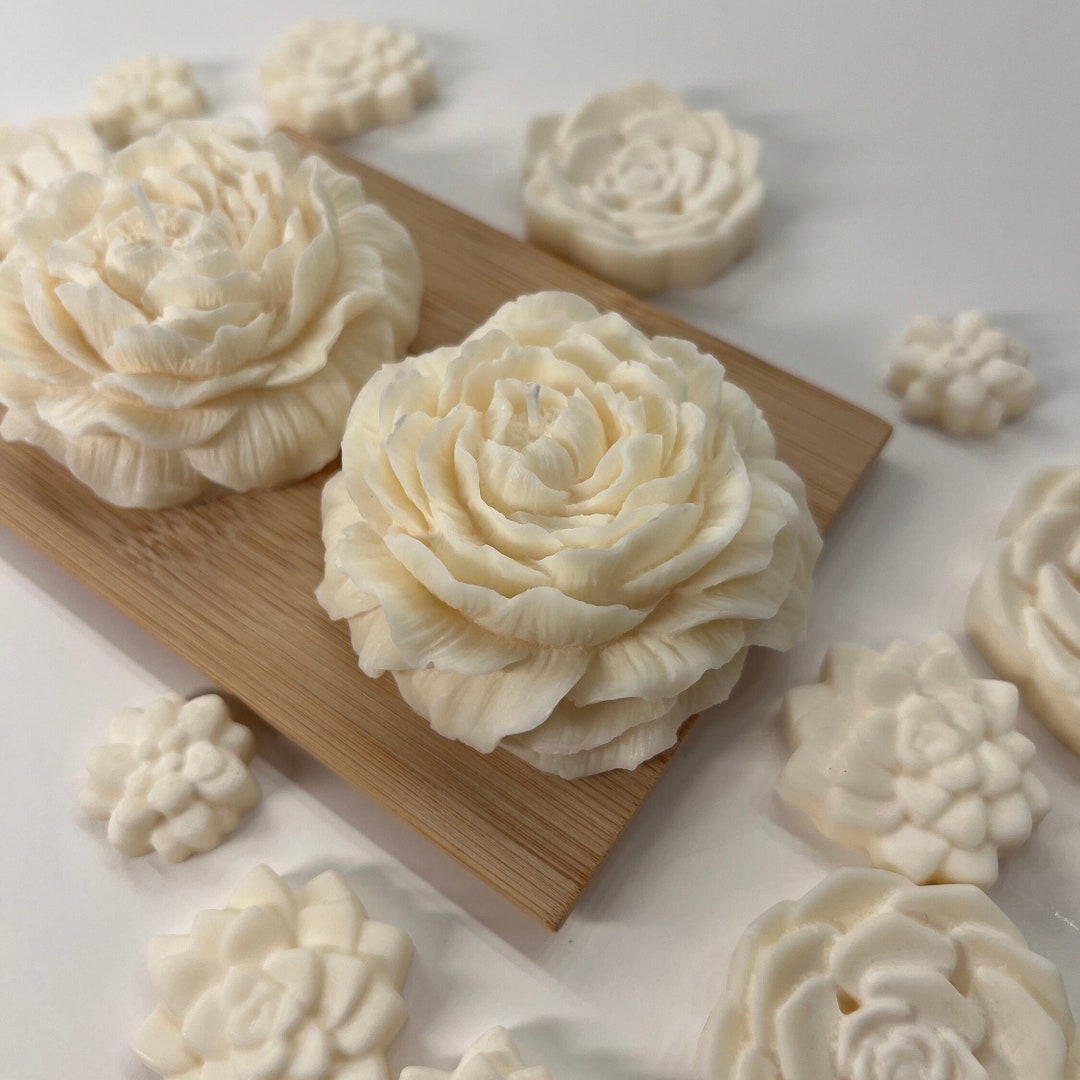 Blooming Rose Candle, Peony Candle, Cute Handmade Scented Soy Wax Rose ...