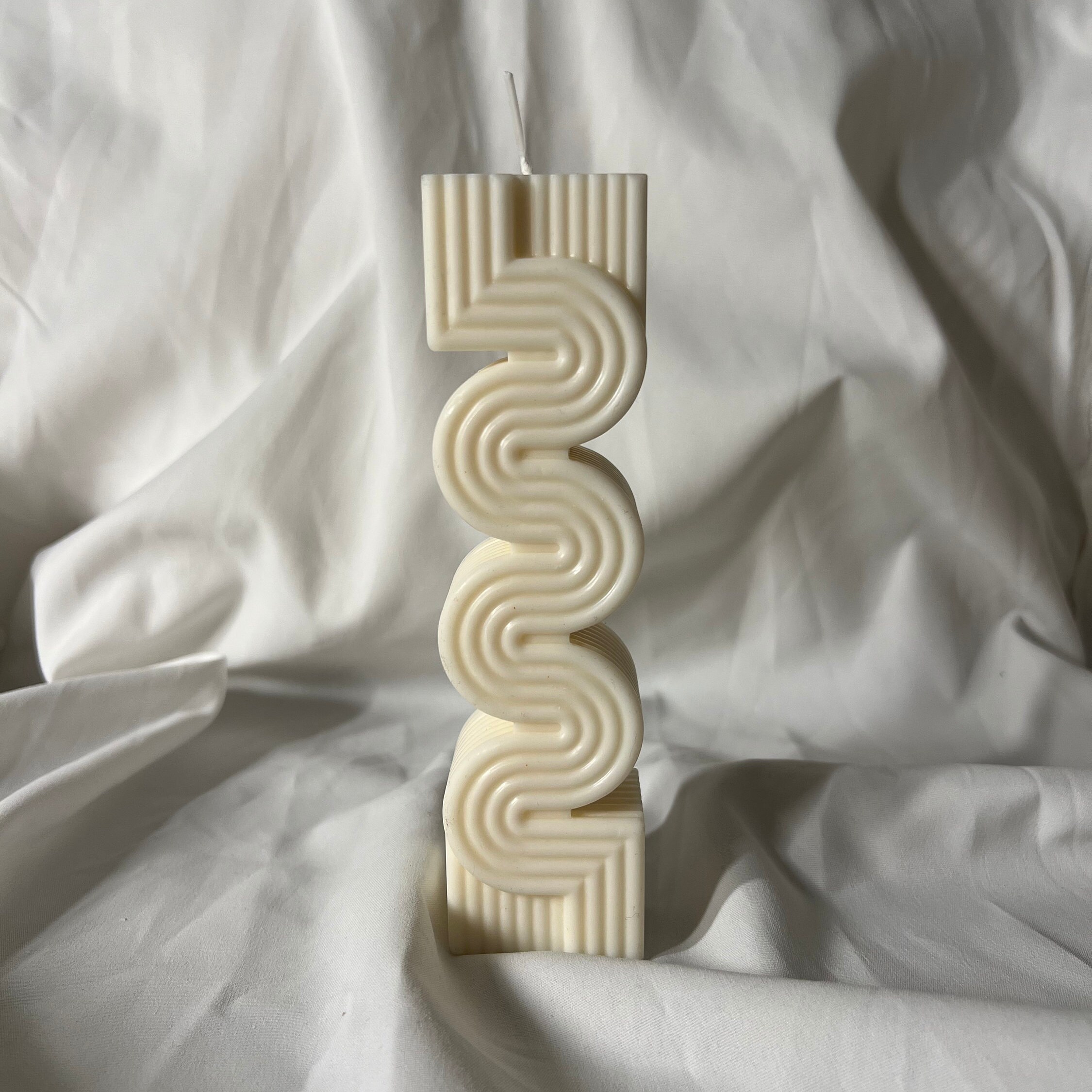 Wavy Pillar Candle, Wave Shape Candles, Soy Wax Handmade Candle, Cute ...