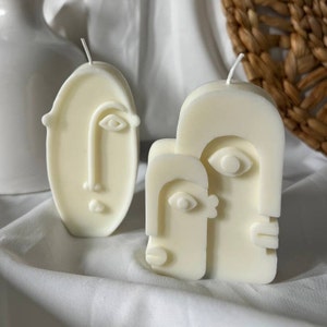 Face Duo Candle, Set of 2 Abstract Face Candle Handmade, Soy Wax Candle ...