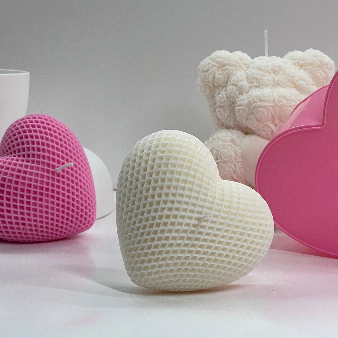 Heart Shaped Candle, Coquette Room Decor, Valentines Day Handmade Gift ...