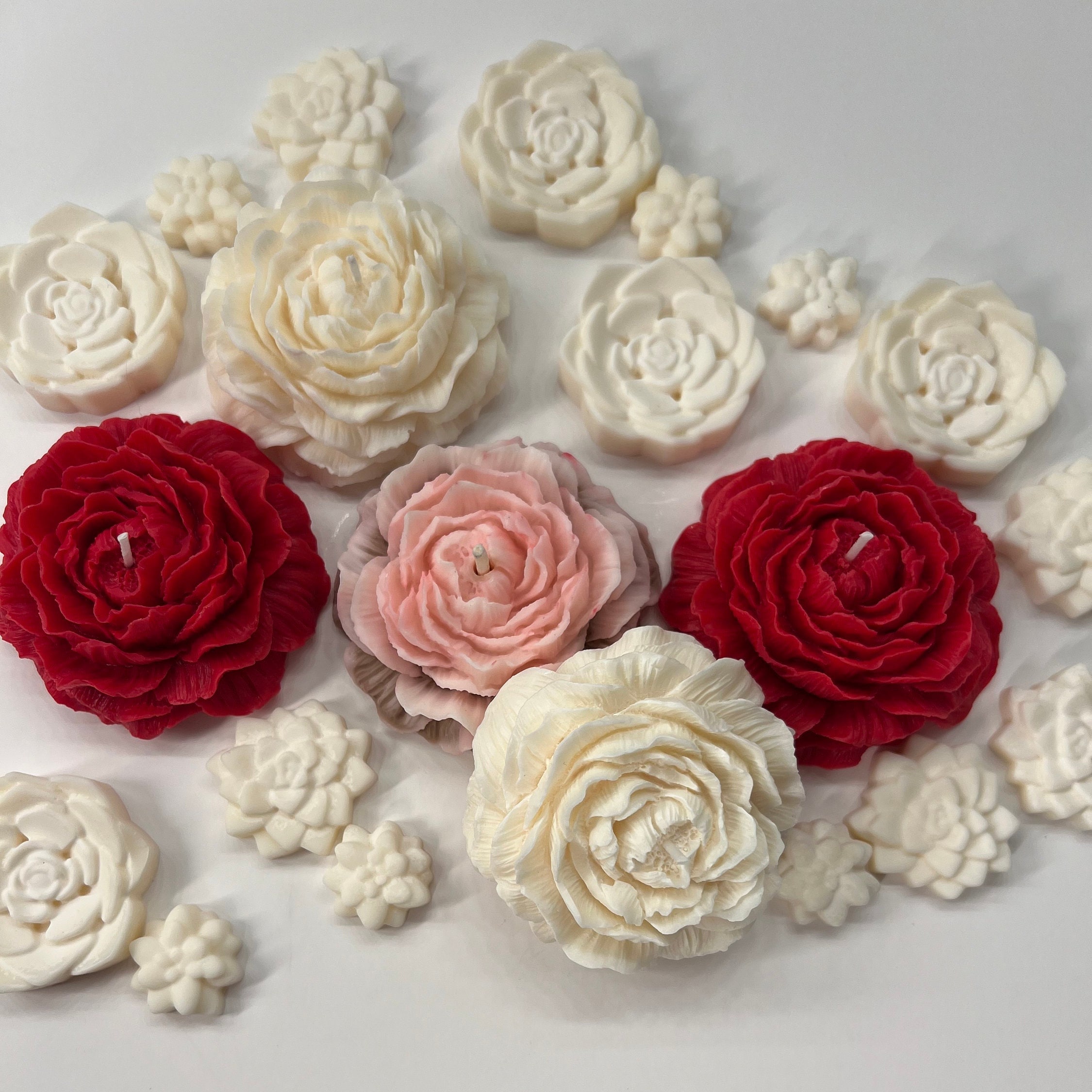 Blooming Rose Candle, Peony Candle, Cute Handmade Scented Soy Wax Rose ...