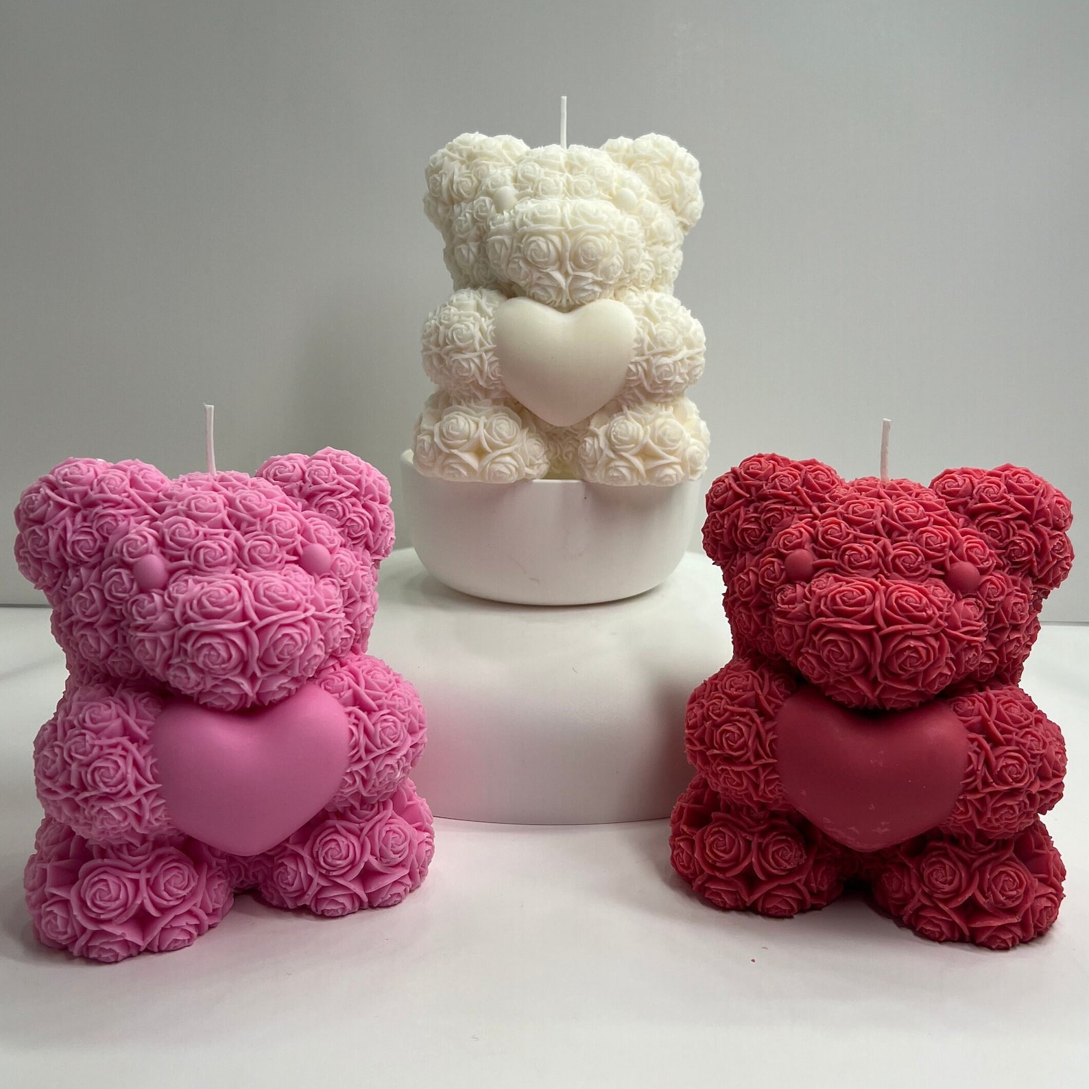 Rose Bear Candle, Teddy Bear Candle, Valentines Day Coquette Room Decor ...