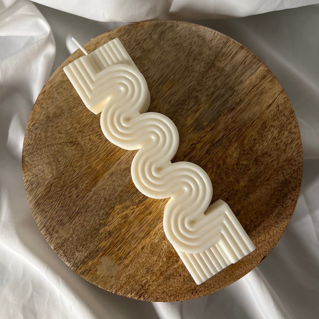 Wavy Pillar Candle, Wave Shape Candles, Soy Wax Handmade Candle, Cute ...