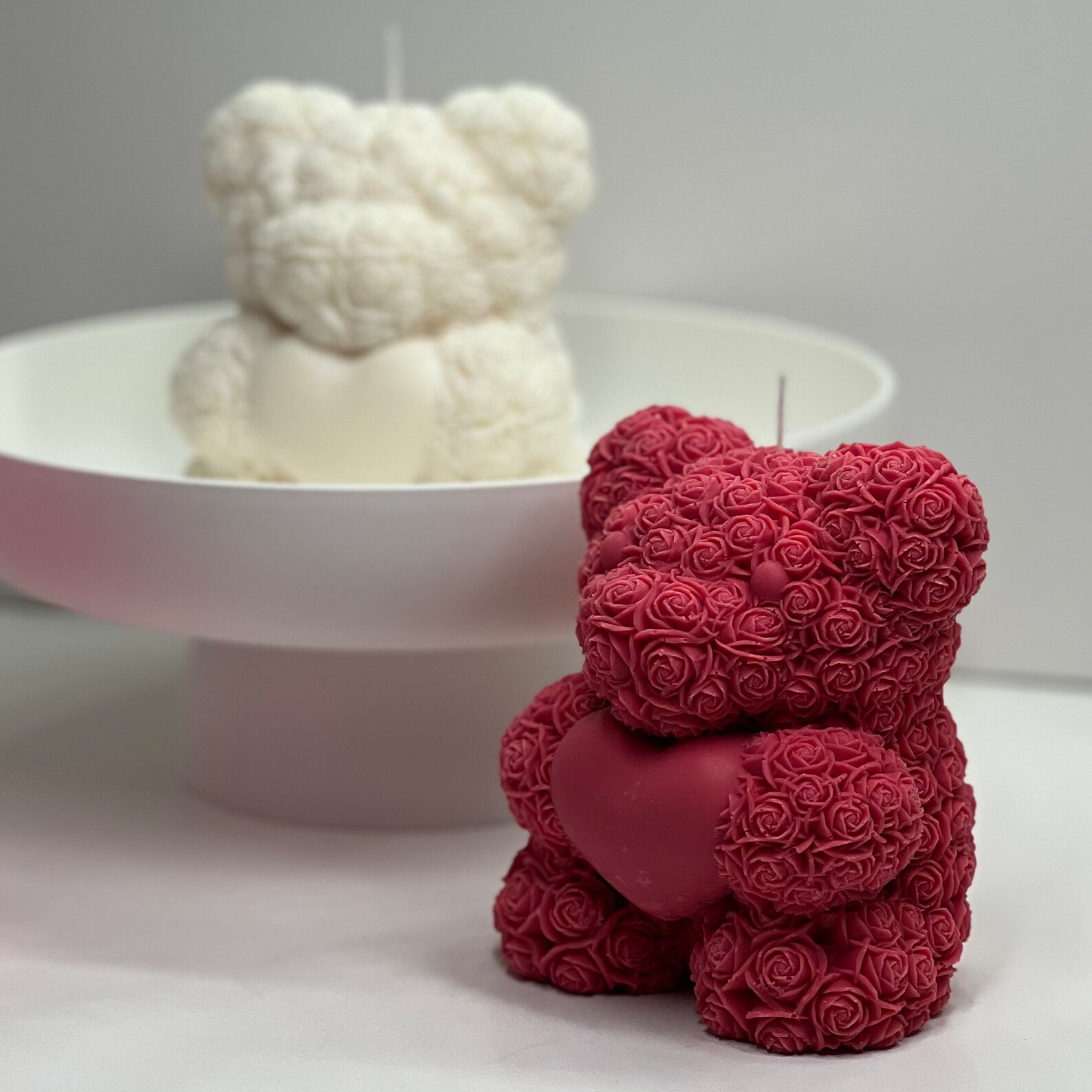 Rose Bear Candle, Teddy Bear Candle, Valentines Day Coquette Room Decor ...
