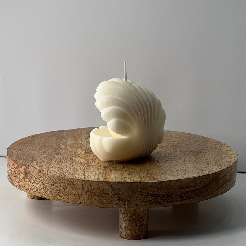 Seashell Candle With Pearl, Cute Handmade Clam Shell Candle, Gift for ...