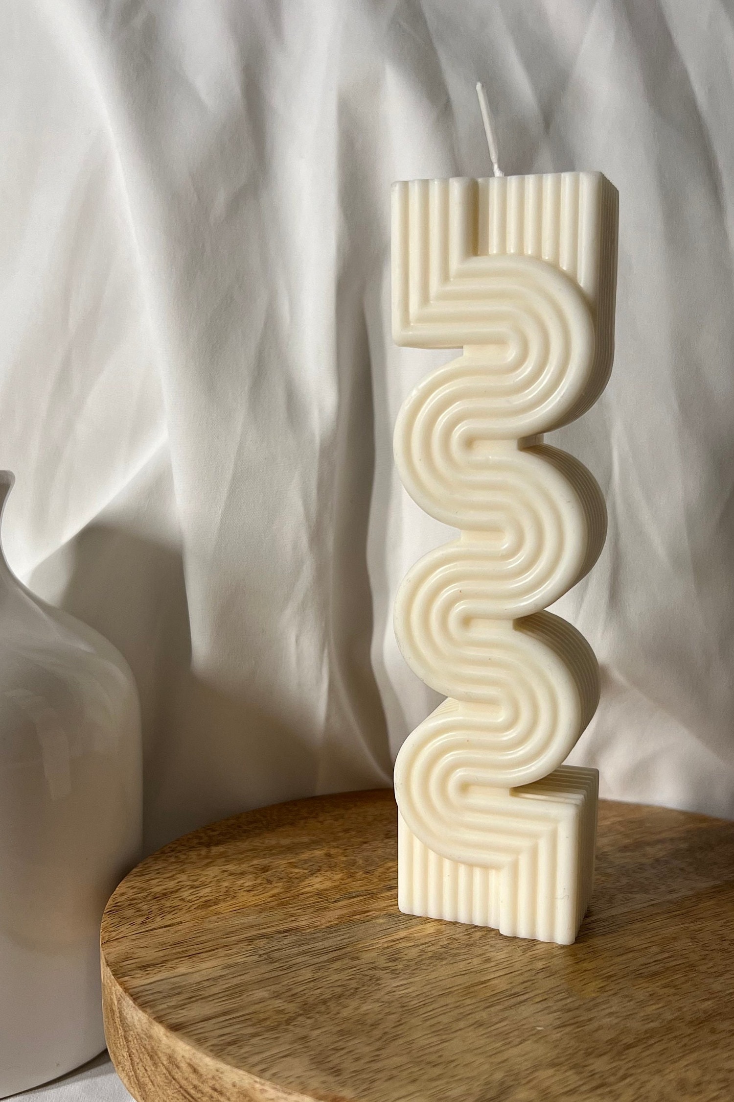 Wavy Pillar Candle, Wave Shape Candles, Soy Wax Handmade Candle, Cute ...
