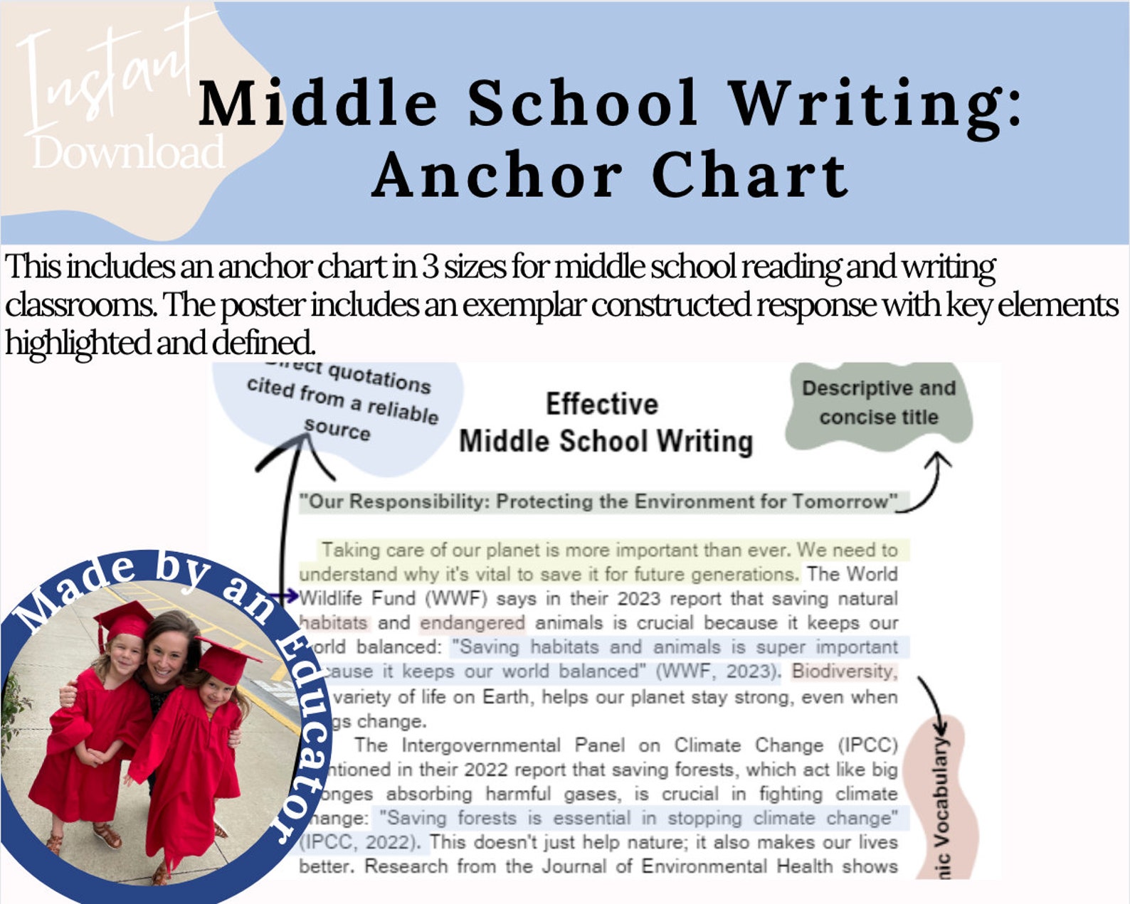 Middle School Writing Anchor Chart - Etsy UK