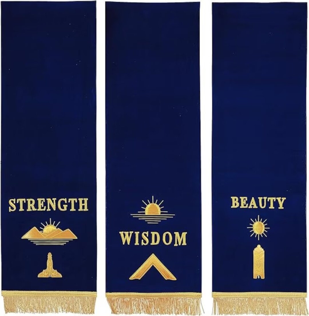 Masonic Hand Embroidered on Velvet Blue Lodge Pedestal Covers Set of ...