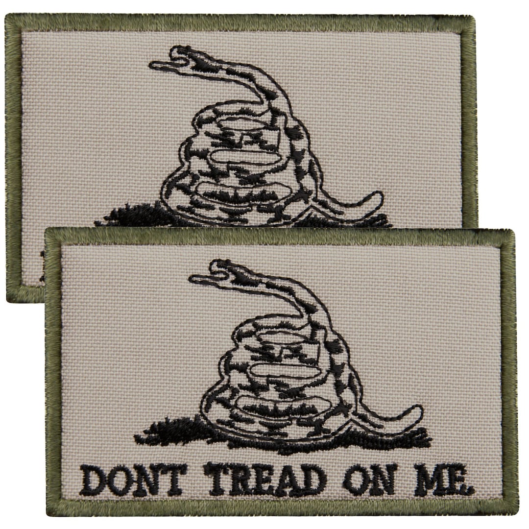 2-pcs Don't Tread on Me Patch Velcro Hook & Loop, Embroidered Gadsden Flag, Military Morale ...