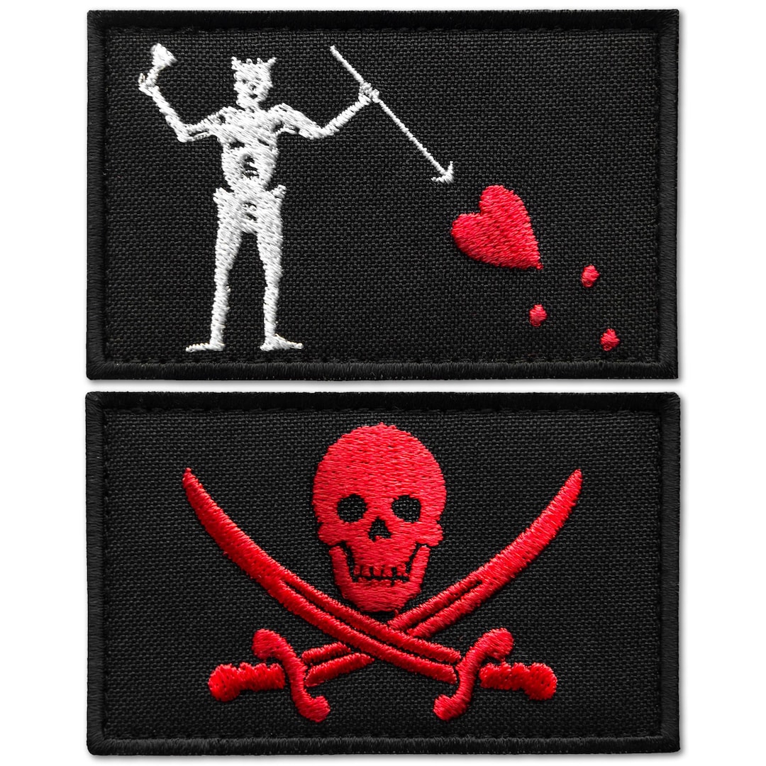 2-piece of Jolly Roger & Blackbeard Edward Teach Patch Embroidered Military Morale Tactical ...