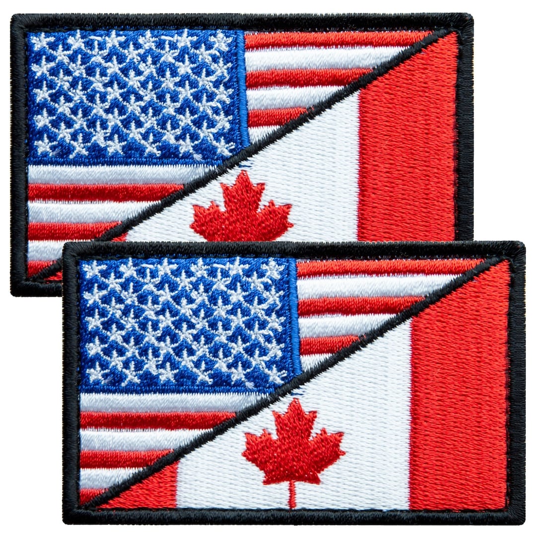 2-piece Canadian American Flag Patch, Embroidered USA Canada Flag Patch, Military Morale ...