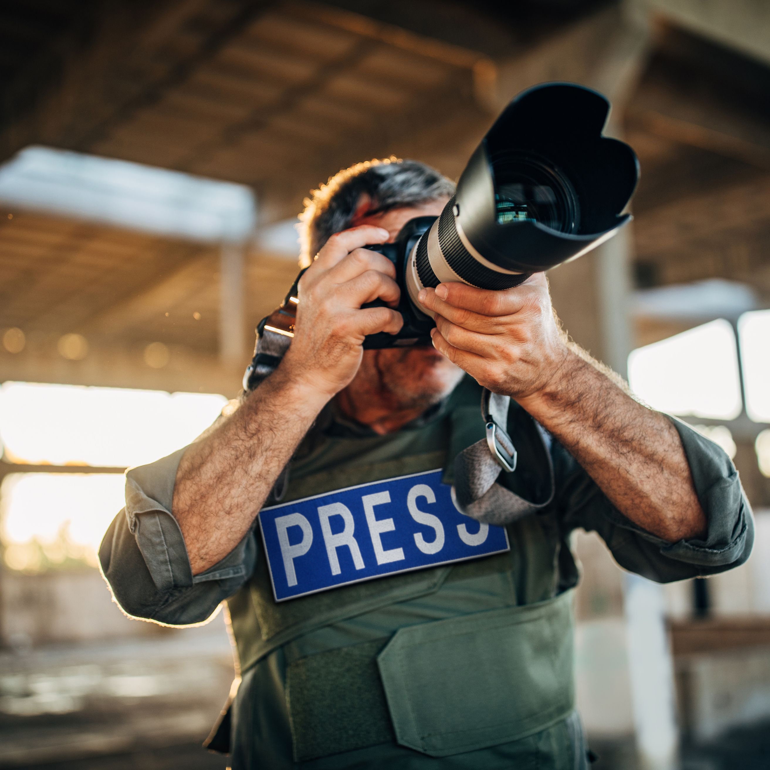 3-piece Set of Blue & White PRESS Patches Embroidered Velcro Hook ...