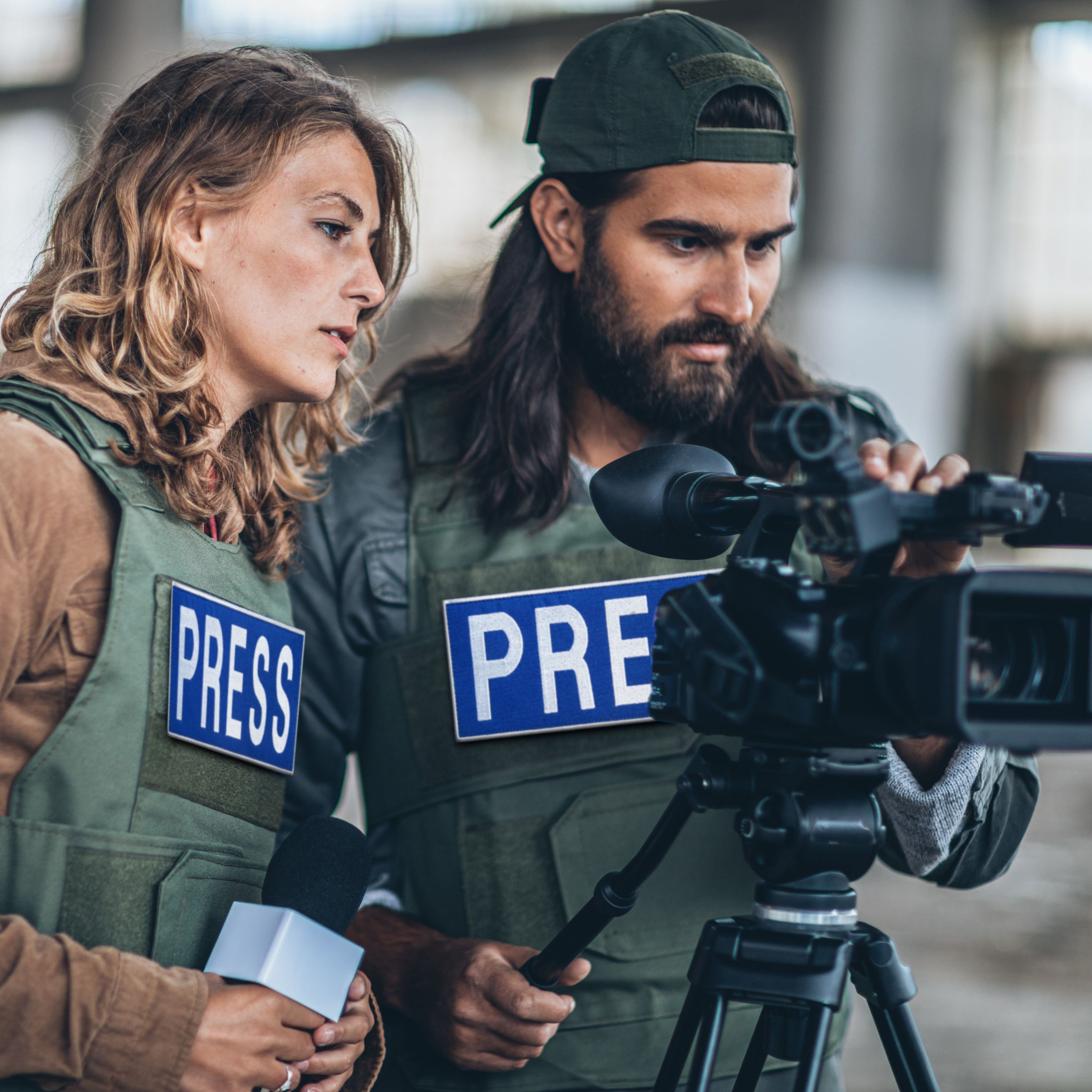 3-piece Set of Blue & White PRESS Patches Embroidered Velcro Hook ...