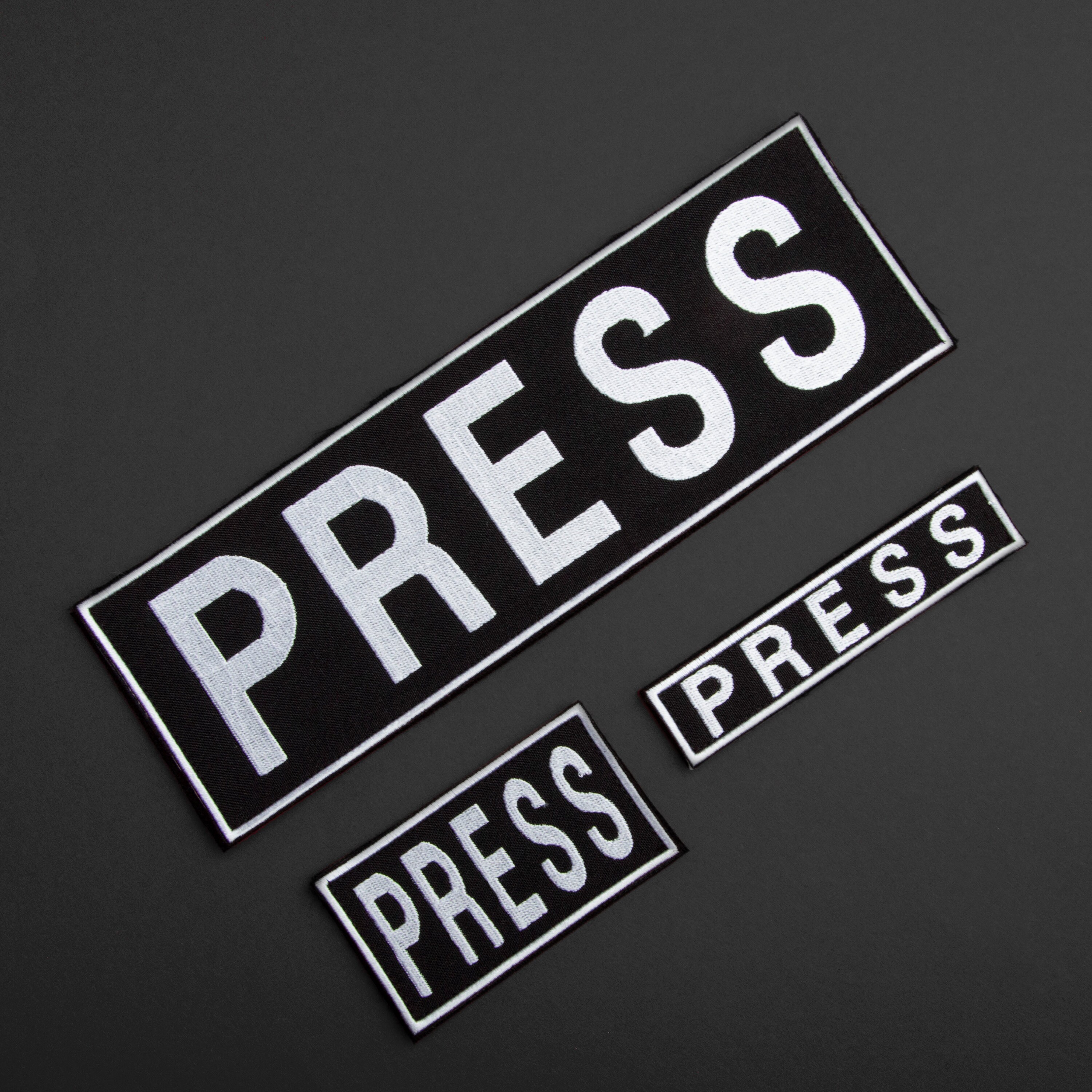 3-piece Set of Black & White PRESS Patches Embroidered Velcro Hook ...