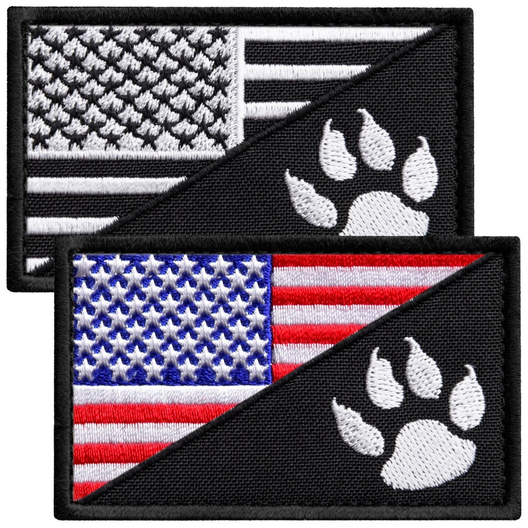 2-pack US American Flag With Tracker Paw Patches, 3x2 Inches ...