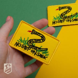2-pcs No Step on Snek Embroidered Patch Hook & Loop Set Yellow and ...