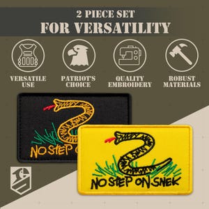 2-pcs No Step on Snek Embroidered Patch Hook & Loop Set Yellow and ...