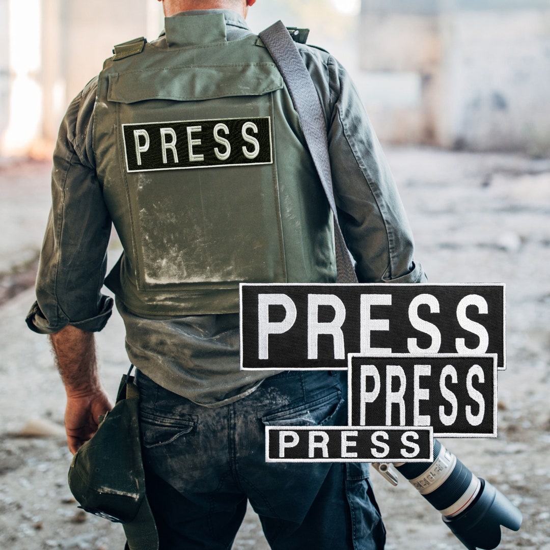 3-piece Set of Black & White PRESS Patches Embroidered Velcro Hook ...