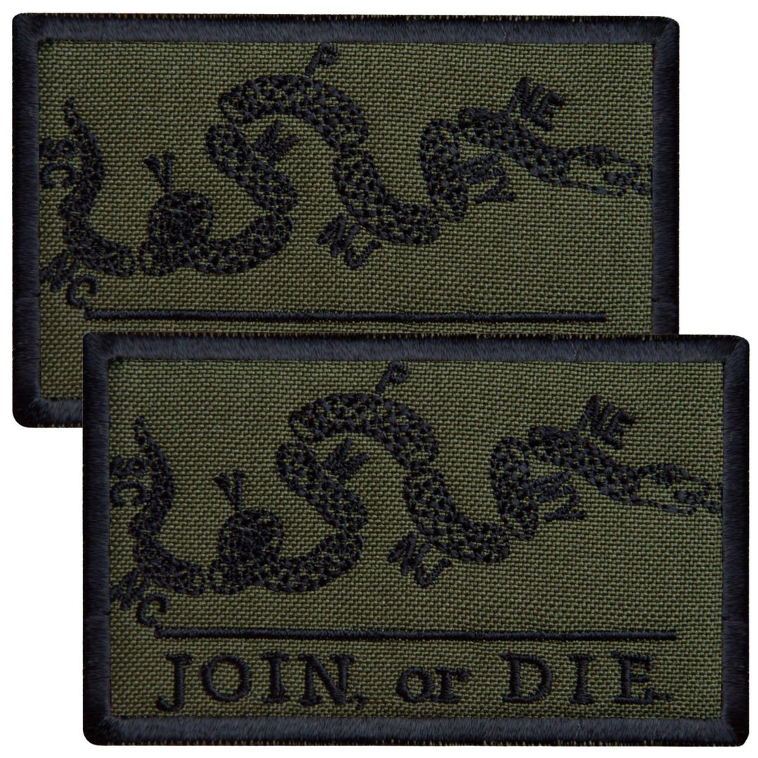 2-pcs Subdued Join or Die Flag Patch Set, Embroidered American Join or Die Patch, Tactical ...