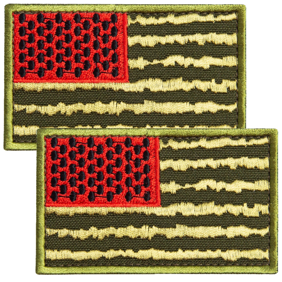 2-pack US American Flag Patches Watermelon, 3x2 Inches, Embroidered ...