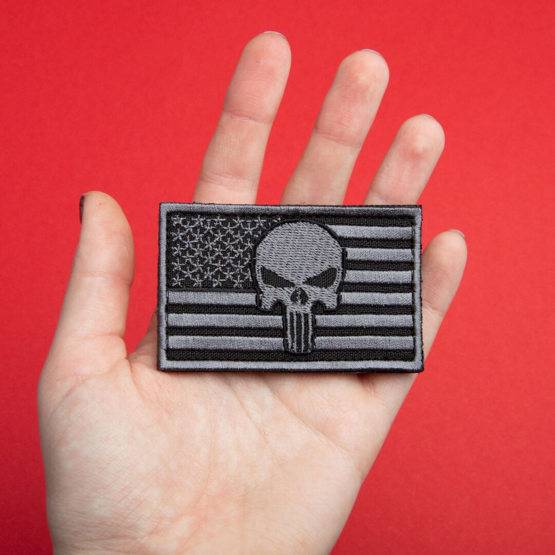 2-piece Grey Dead Skull on America Flag Patches Tactical - Etsy