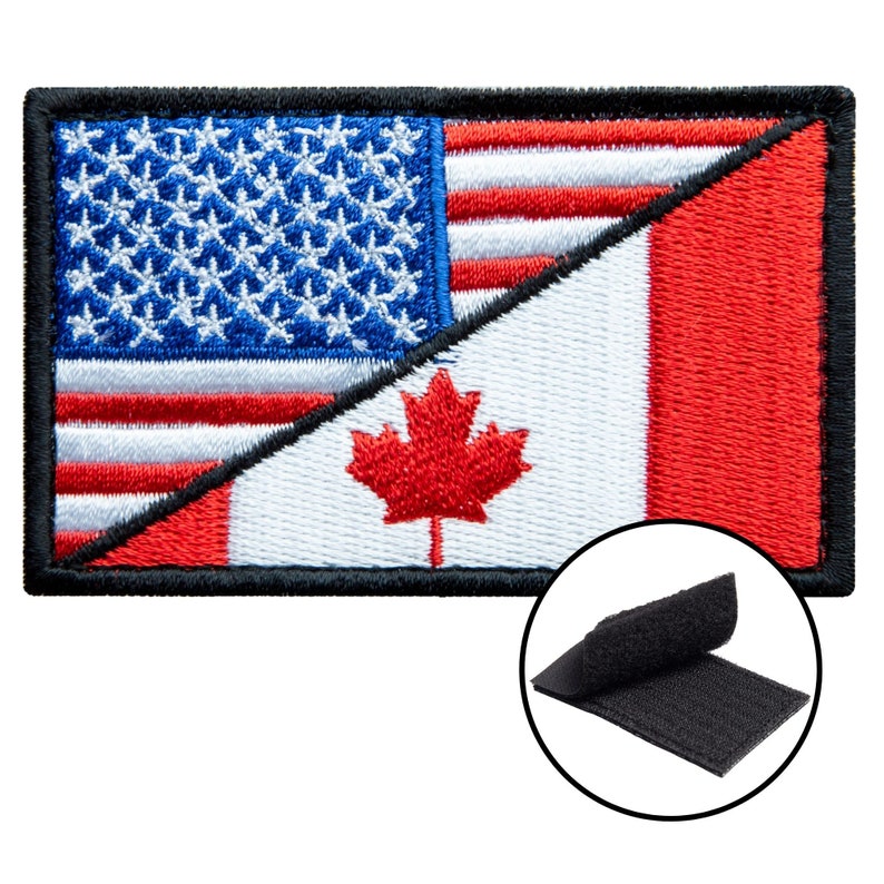 2-piece Canadian American Flag Patch, Embroidered USA Canada Flag Patch ...