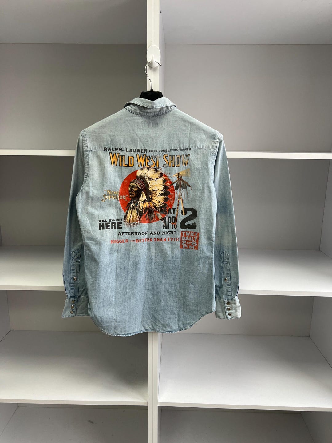 Vintage Polo Ralph Lauren Wild West Show Indian Head Denim Shirt Etsy 5735