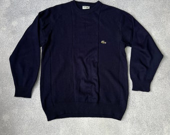 Vintage 1970's 80's Izod Lacoste Beige 100% Orlon Acrylic V-neck Sweater Green Croc Alligator ...