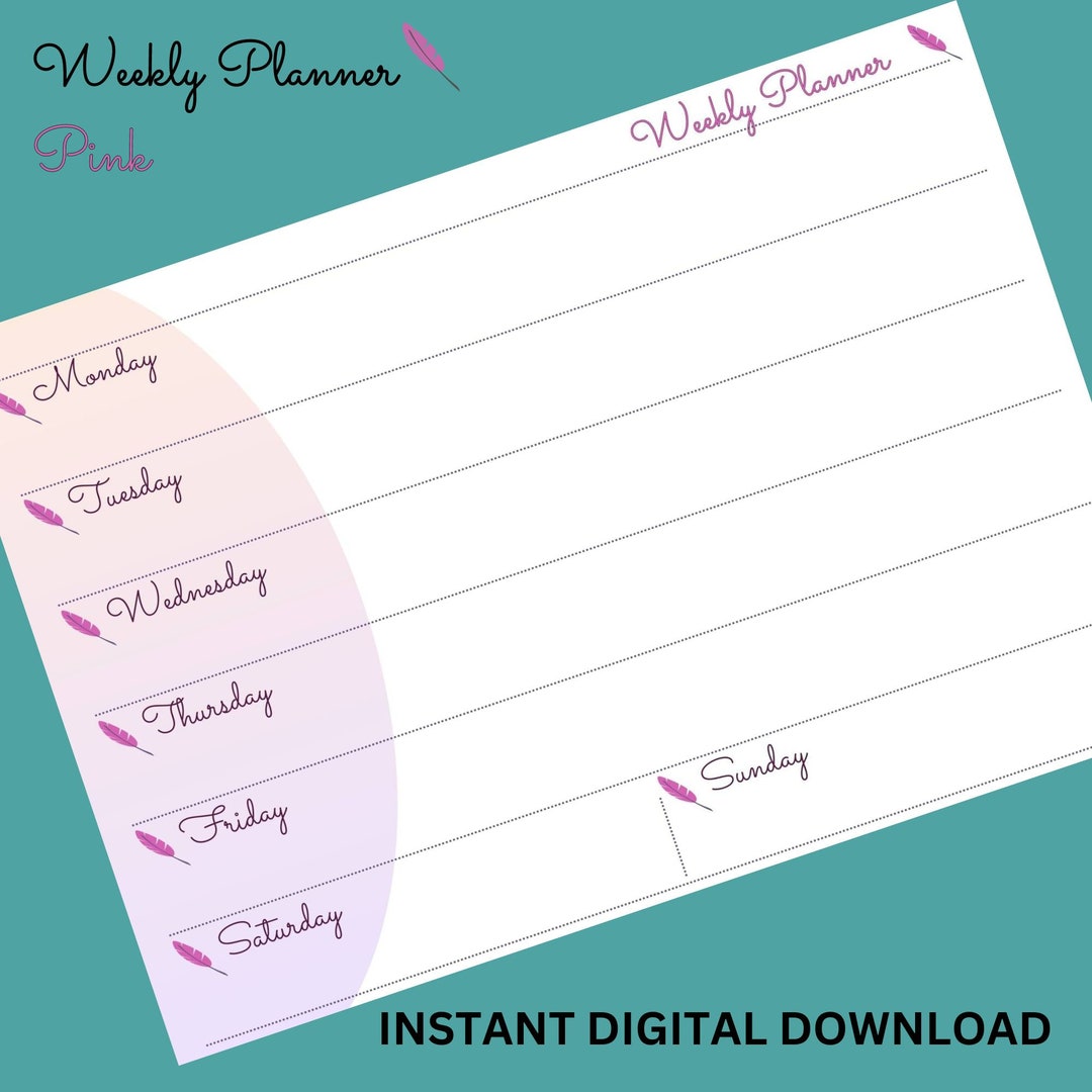 Weekly Planner, Week Schedule, Minimalist Planner, Printable Weekly ...