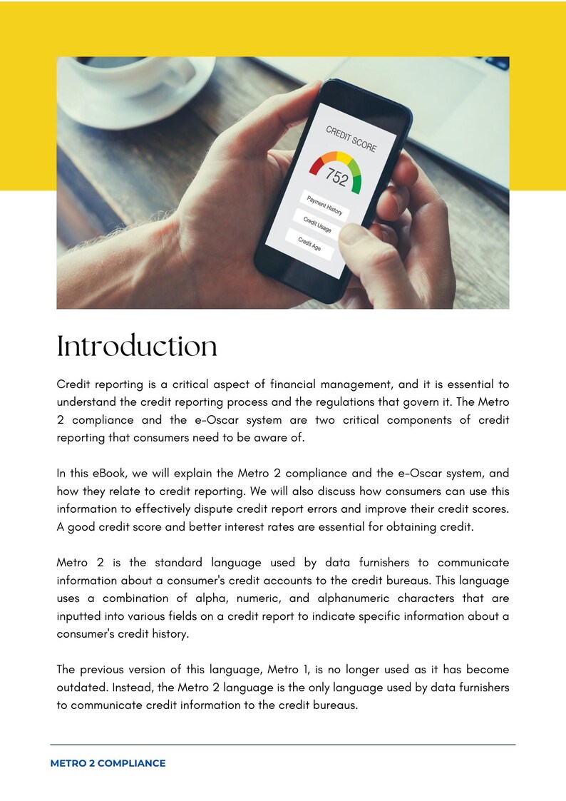 Metro 2 Compliance Guide | DIY Credit Dispute Letters | Fix Your Credit Fast | Credit Repair PDF ...