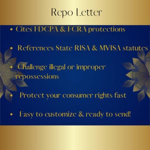 DIY Repossession Dispute Letter | Credit Repair Letter Template ...