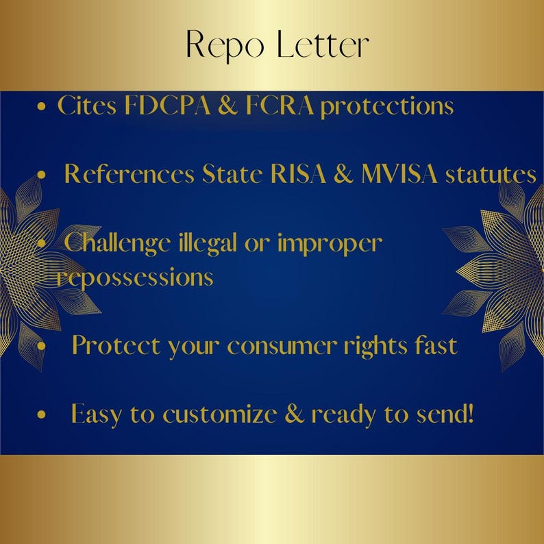 DIY Repossession Dispute Letter | Credit Repair Letter Template ...