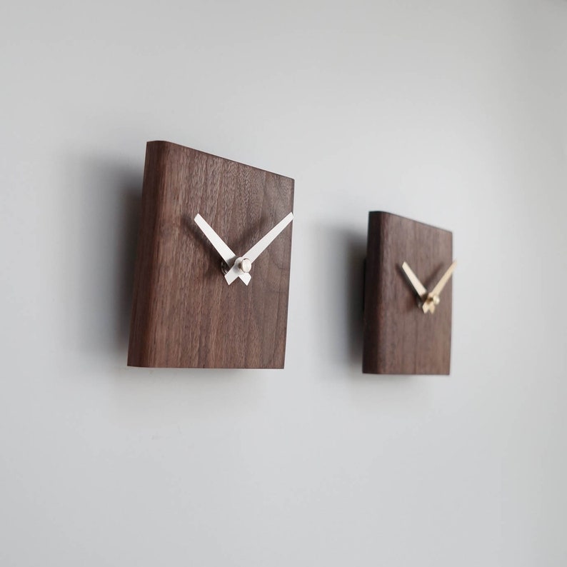Framemoto Mid Century Wall Clock Square Solid Walnut Wood With Copper ...