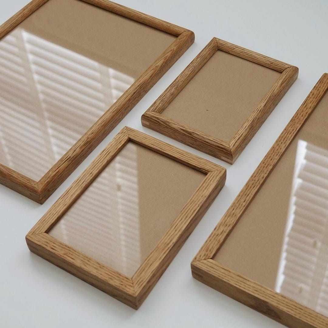 Japanese Rustic Dark Oak Picture Frame【 Uzukuri Finish + Spline Corner ...