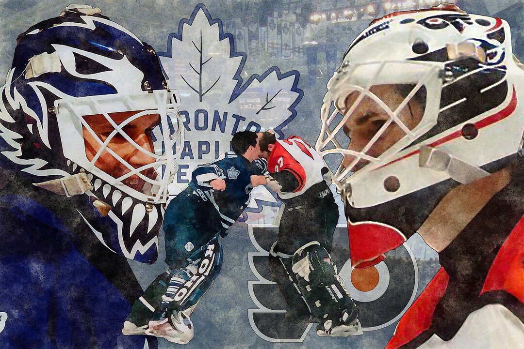 Greatest Hockey Fights POTVIN Vs HEXTALL Watercolor Illustration From ...