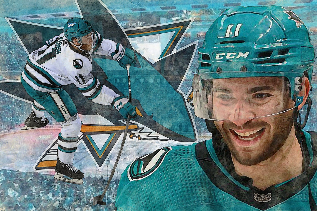 San Jose Sharks Portrait Art LUKE KUNIN Watercolor Illustration From ...