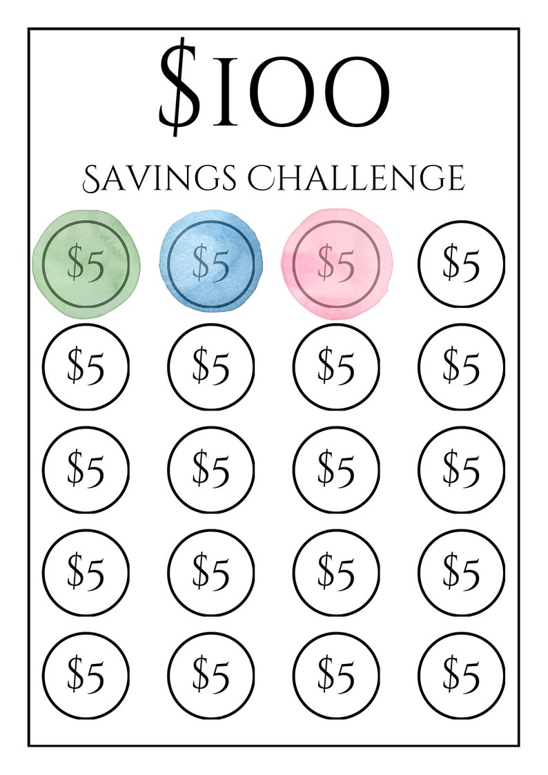 100 Dollar Savings Challenge, Digital Download, Personal Budgeting ...