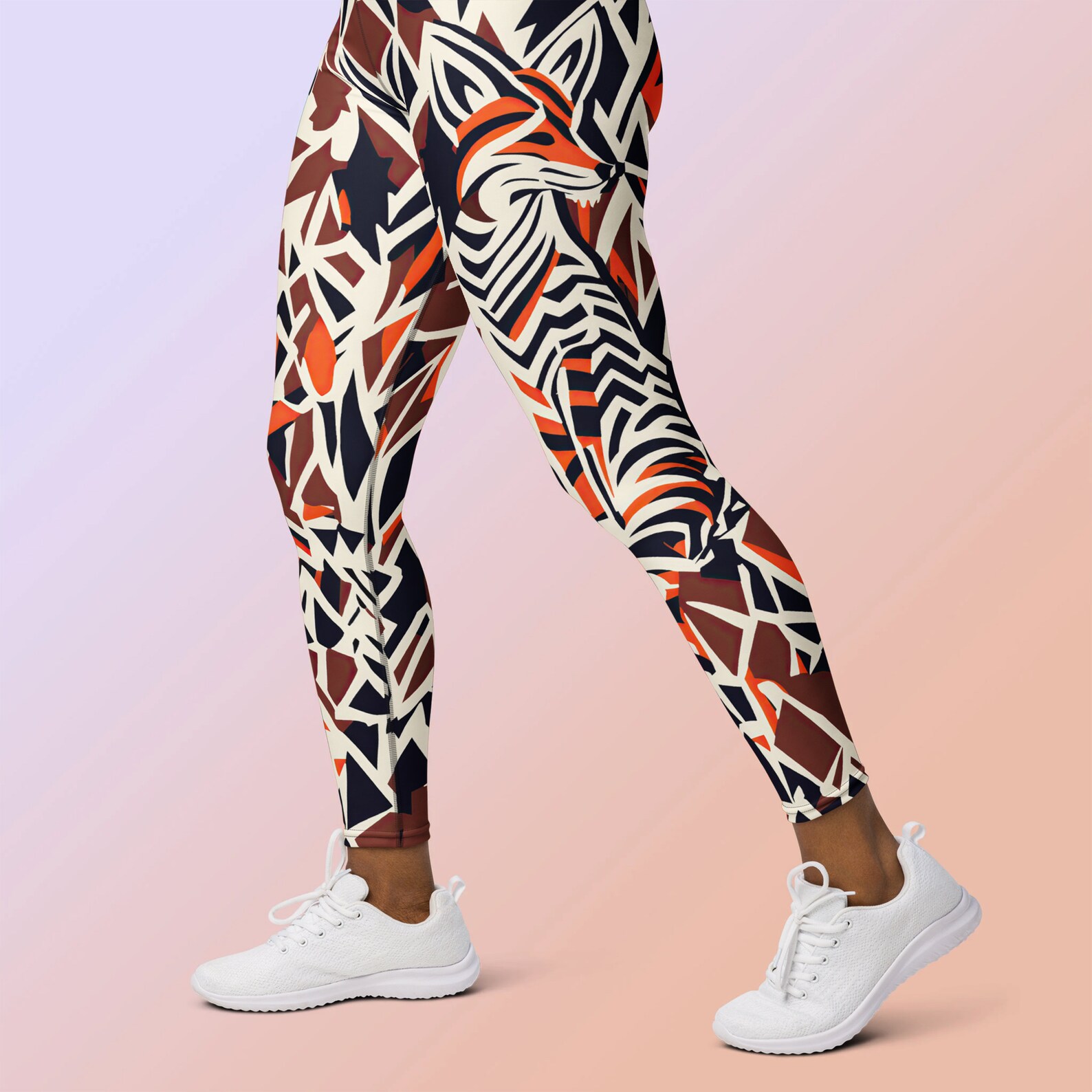 Fox Print Yoga Pants Animal Pattern Leggings | High Waisted Leggings ...